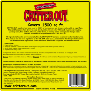 Critter Out 1 Gallon Rat, Mouse, Rodent Repellent - Deer Out